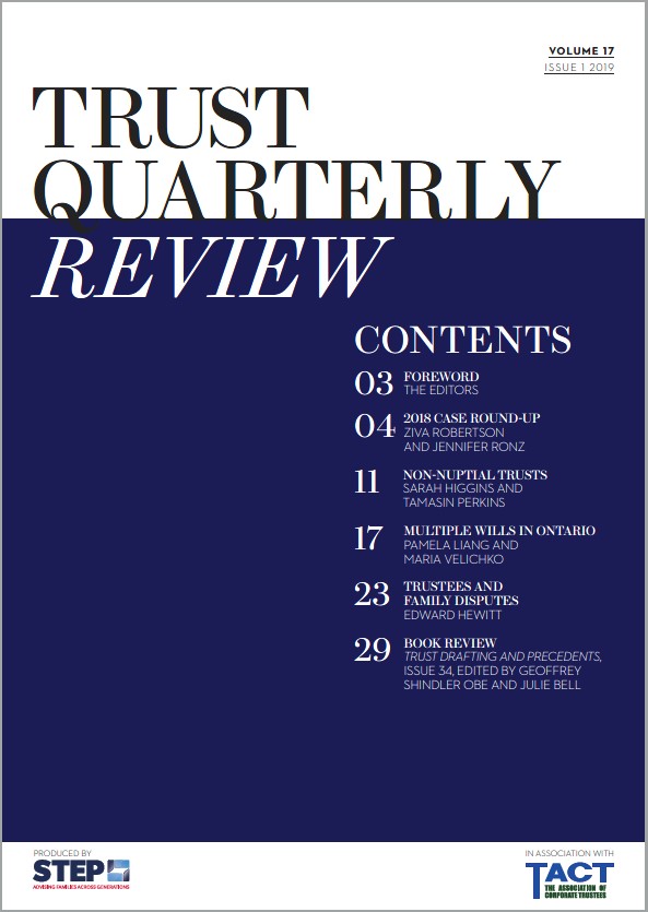 TQR Volume 17 Issue 1 | TACT - The Association of Corporate Trustees